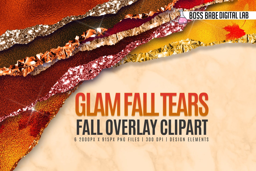 Glam Fall Tears Clipart, Glitter Fall Tear Borders Clipart, Glitter ...