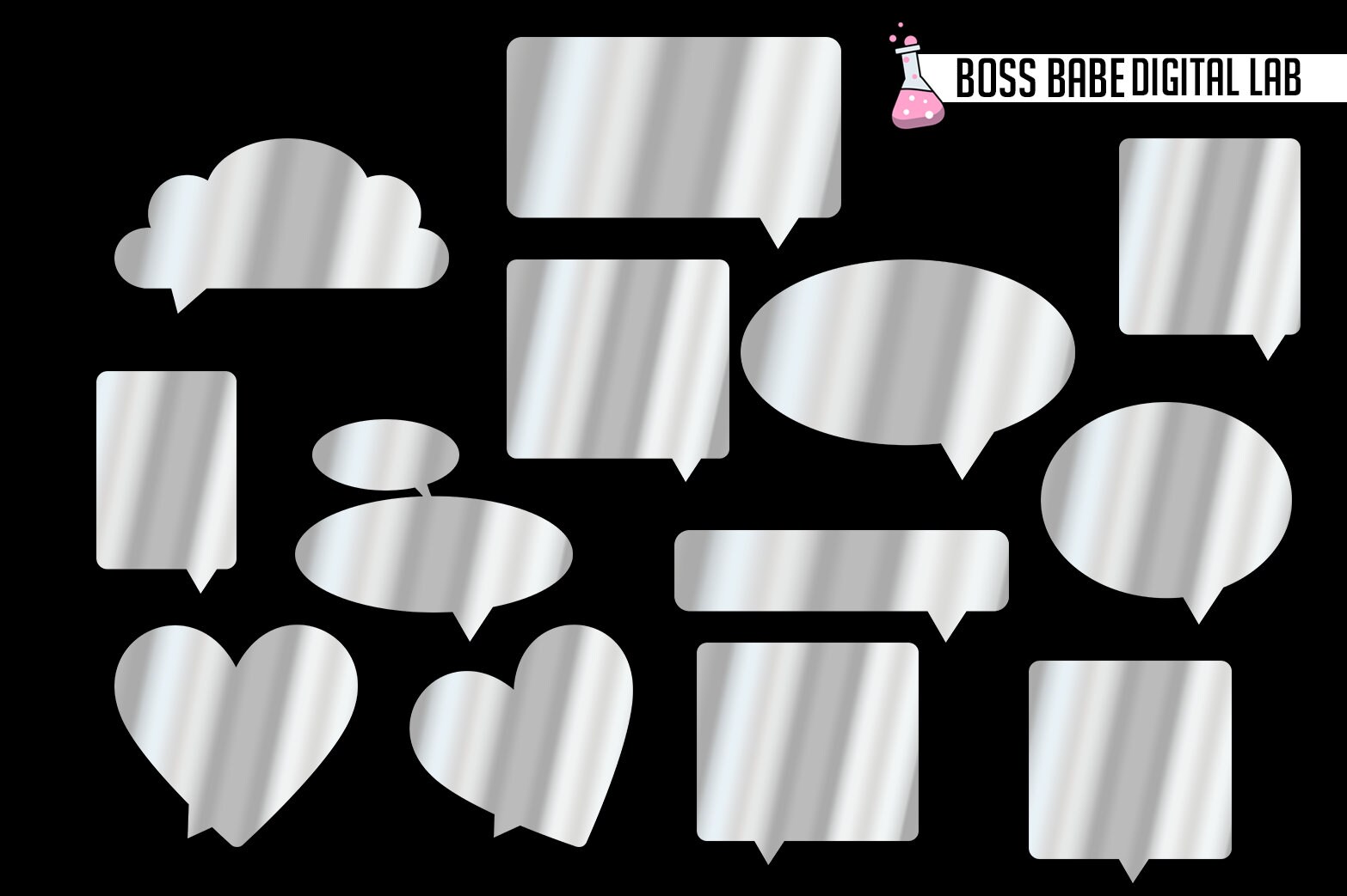 Glam Speech Bubbles Clipart Gold Speech Bubble Design - Etsy