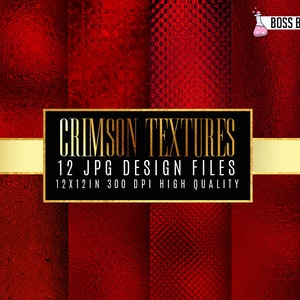 Crimson Metallic Foil Textures, Foil Digital Paper, Crimson Foil ...
