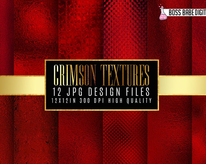 Red Foil Digital Paper, Red Foil Textures, Glitter and Foil, Red ...