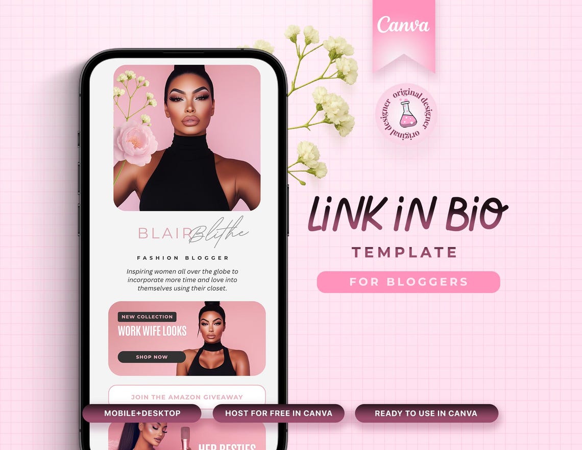 Link in Bio Template, Landing Page, Instagram Bio Link, Canva Link in ...