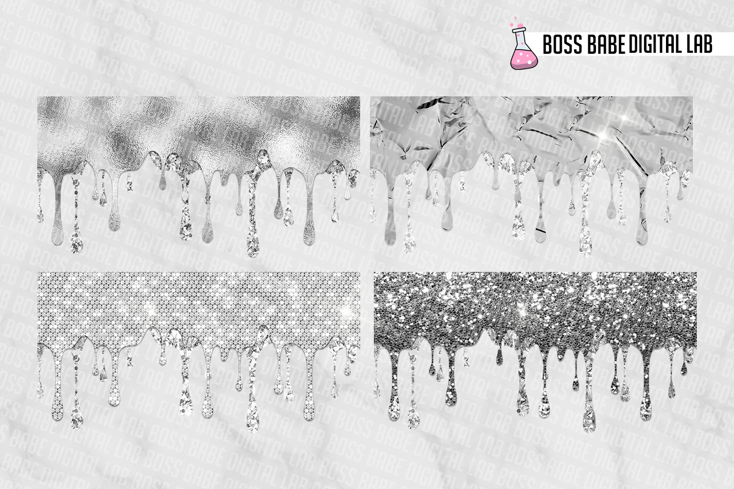 Drawing & Illustration Art & Collectibles Digital Glitter Silver Drips ...