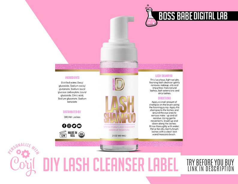 Lash Cleanser Label Design Do It Yourself Lash Cleanser | Etsy