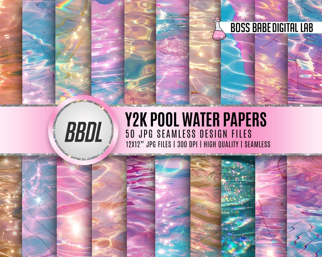50 Y2K Pool Water Seamless Papers, Retro Digital Backgrounds, 2000s ...