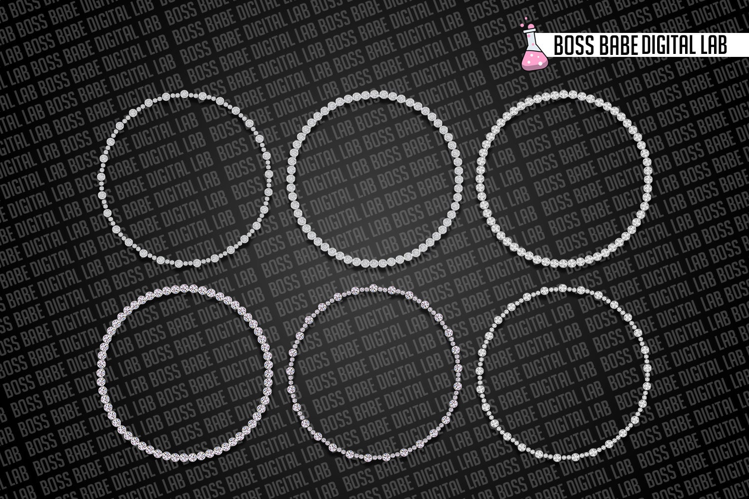 Glam Diamond Circle Frame Clipart Diamond Design Elements | Etsy