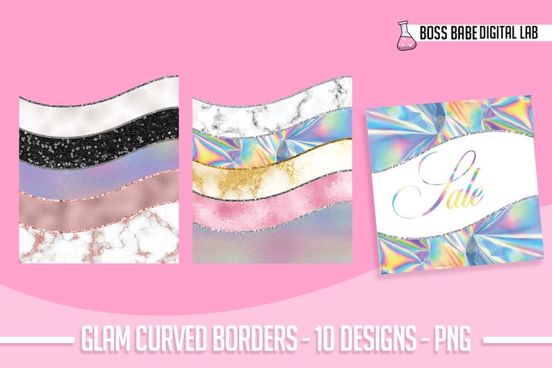 Glam Curved Border Clipart Glam Wave Border Clipart Glam - Etsy