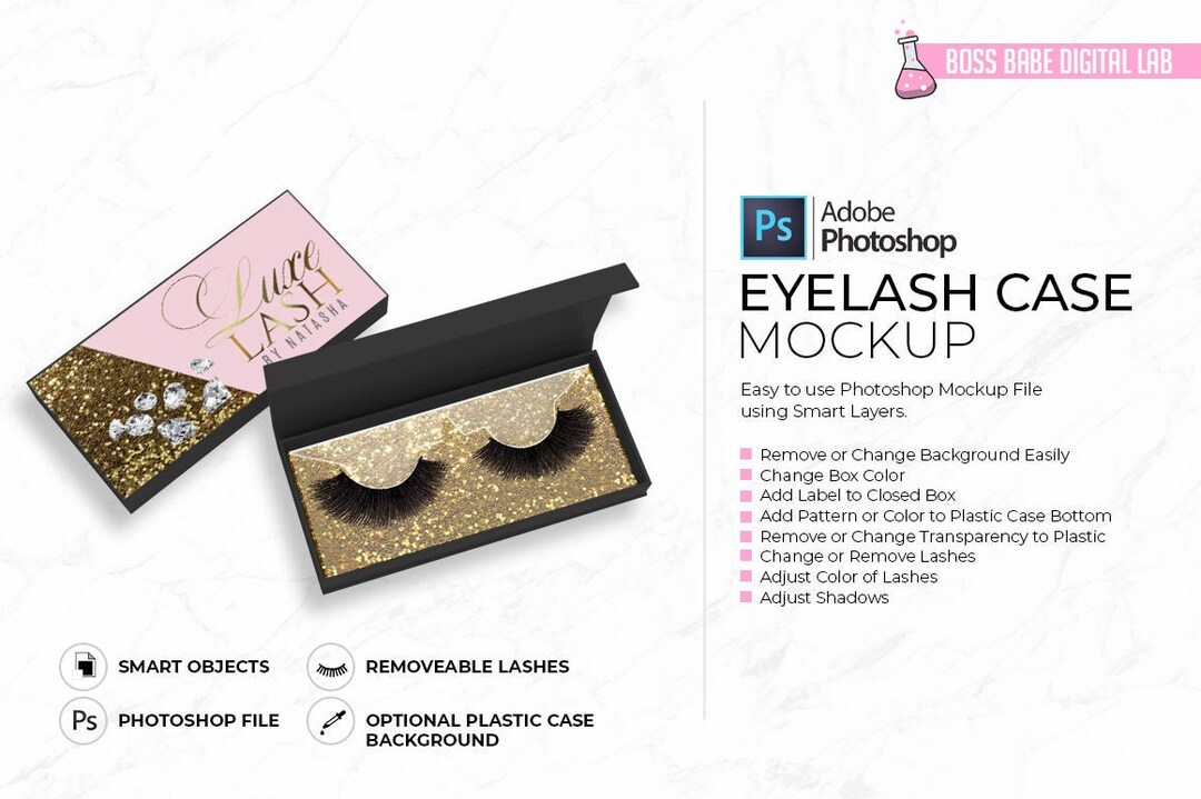 Eyelash Case Mockup, Eyelash Template, PSD Smart Layers Mockup ...