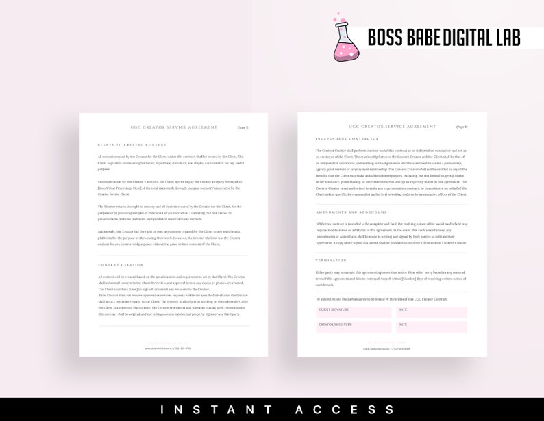 Professional UGC Creator Contract Template UGC Template UGC - Etsy