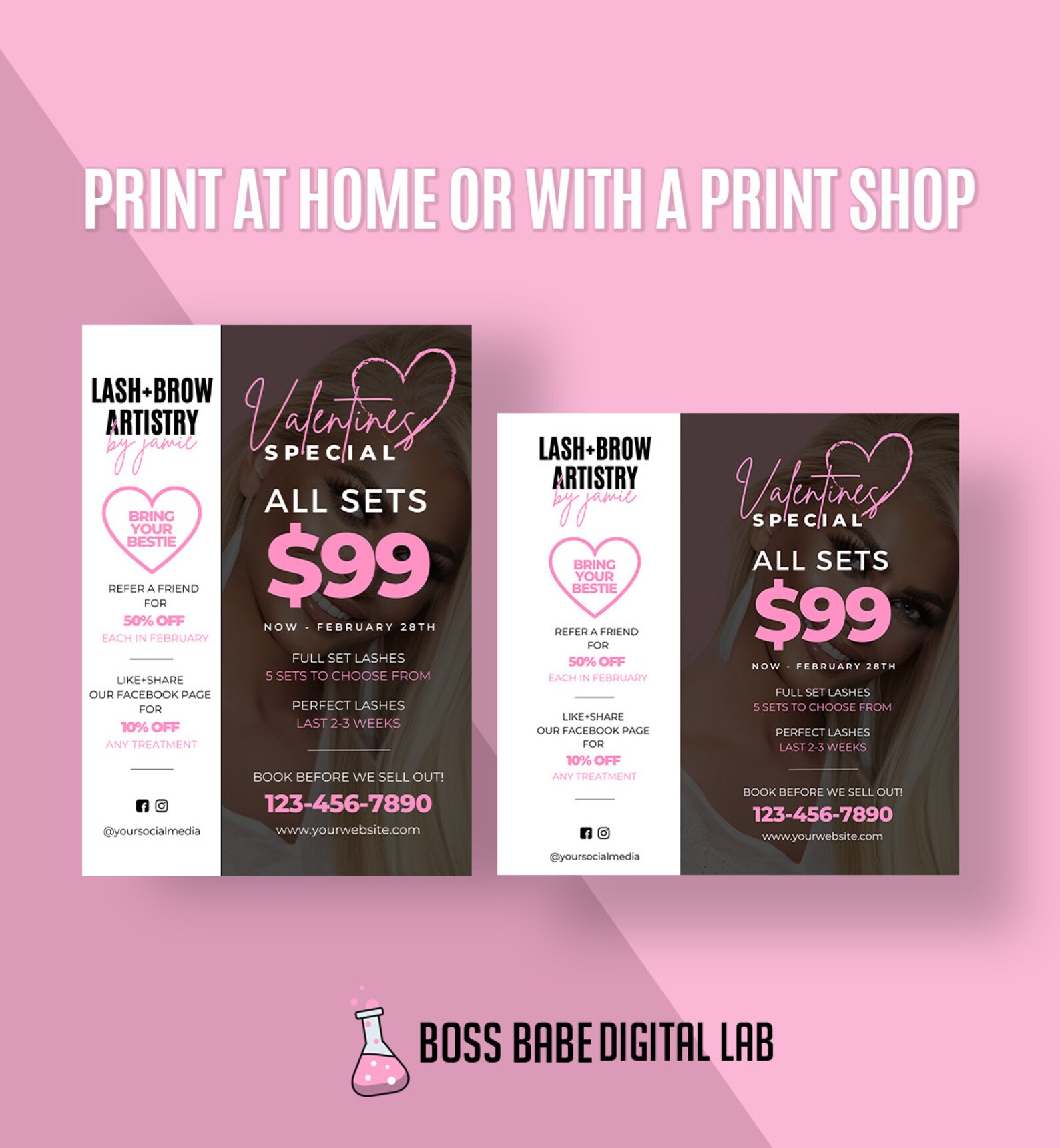 DIY Canva Beauty Valentines Promo Card, Lash Artist Sale Postcard ...
