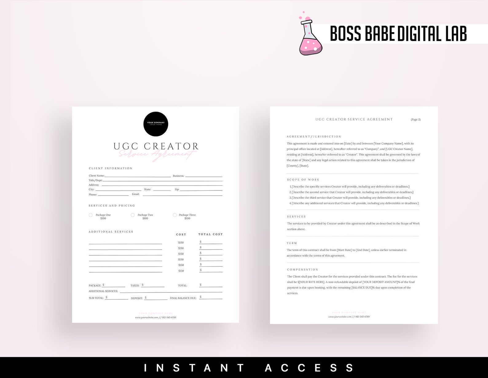 Professional UGC Creator Contract Template UGC Template UGC - Etsy