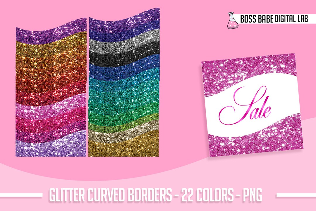 Glitter Curved Border Clipart, Glitter Wave Border Clipart, Glitter ...