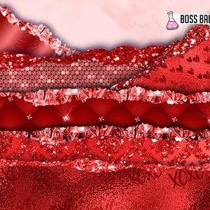 Glam Red Valentines Tears Clipart, Glitter Red Tear Borders Clipart ...