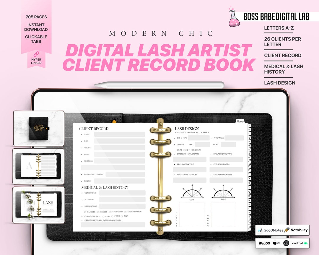 Digital Lash Tech Client Record Book, Easy Client Records Book, Lash ...