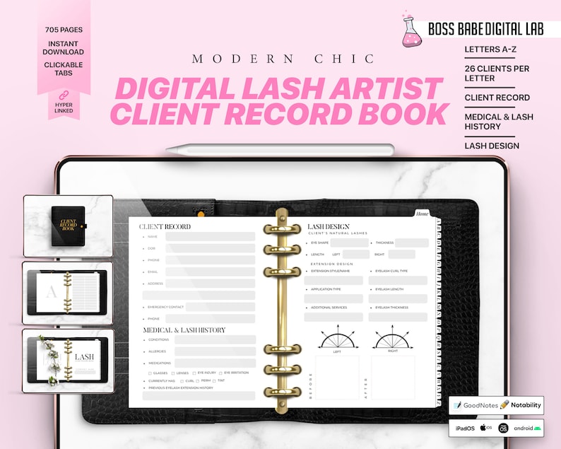Digital Lash Tech Client Record Book Easy Client Records - Etsy