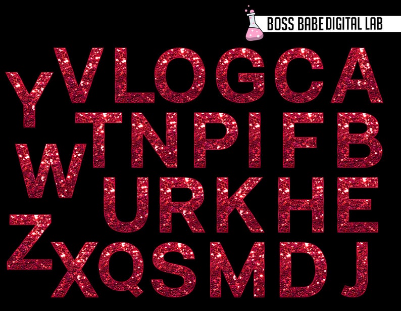 Red Glitter Alphabet Clipart Red Glitter Alphabet Design - Etsy