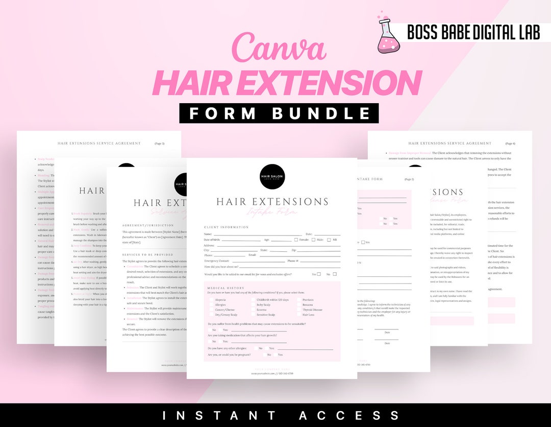 Hair Extension Forms, Editable Hair Consent Templates, Hair Extensions ...