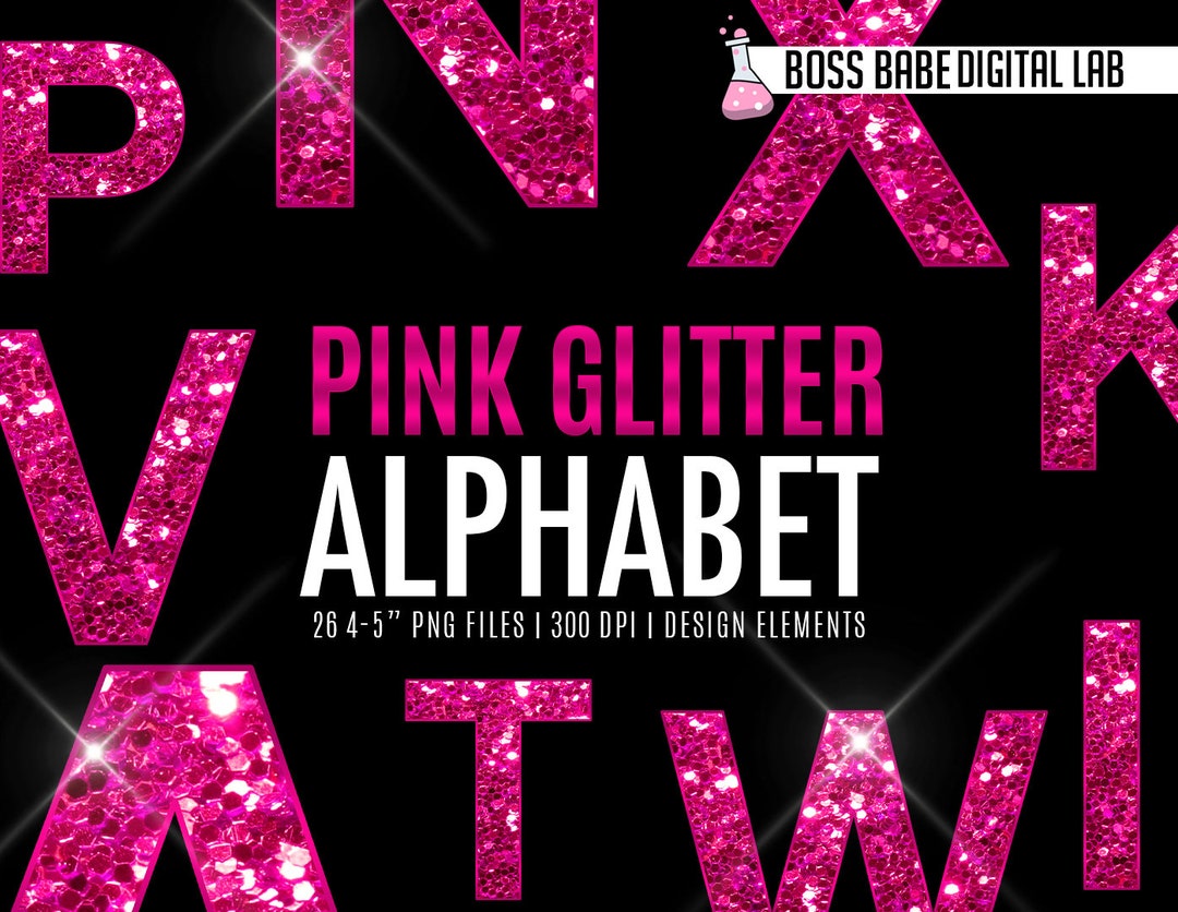Pink Glitter Alphabet Clipart, Pink Glitter Alphabet Design Elements ...