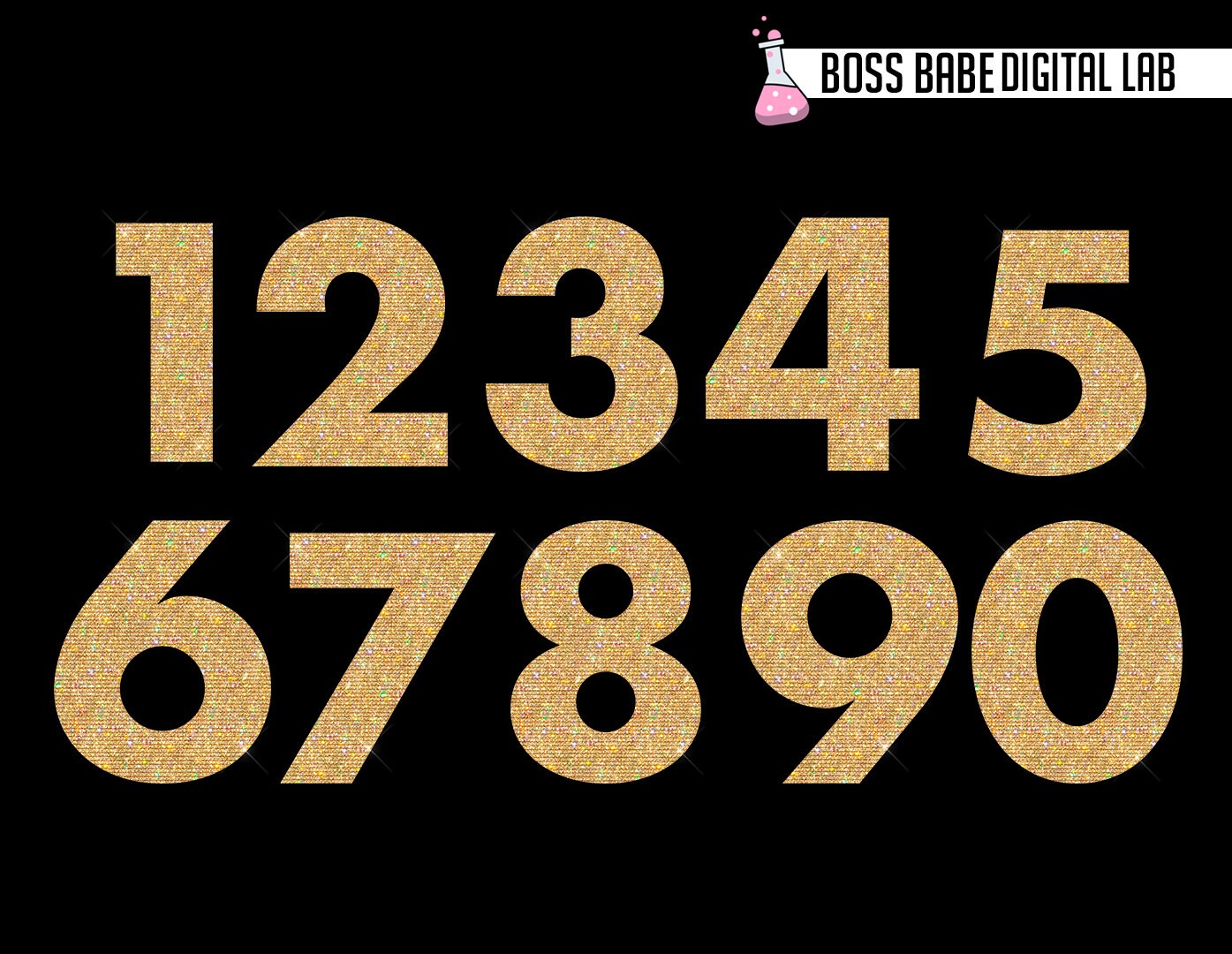 Glam Gold Numbers Clipart Number design elements Diamond | Etsy