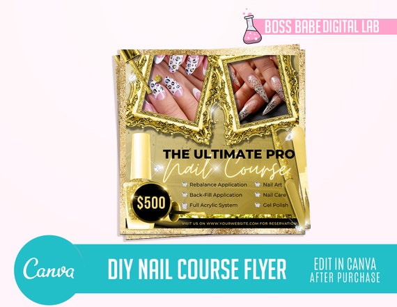 DIY Nail Course Flyer Design Beauty Instagram Template Beauty Social ...