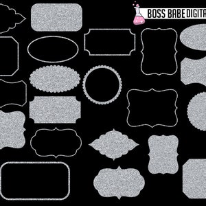 Silver Glitter Frame Clipart, Silver Glitter Design Elements, Silver ...