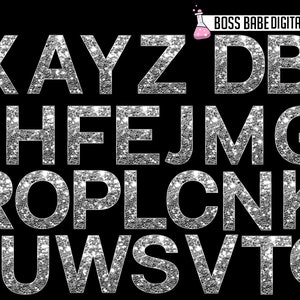 Silver Glitter Alphabet Clipart, Silver Glitter Alphabet Design ...