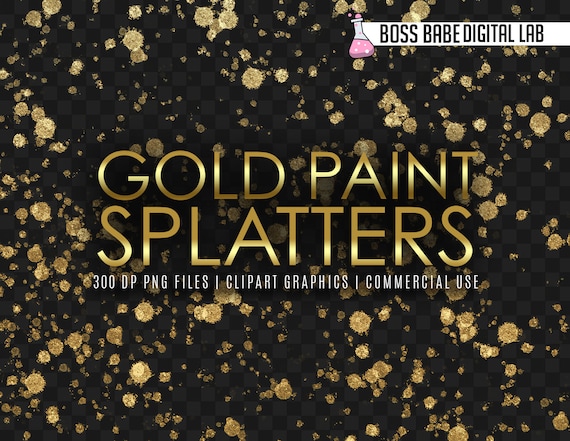 Gold Paint Splatter Overlays Transparent PNG Digital Paint | Etsy