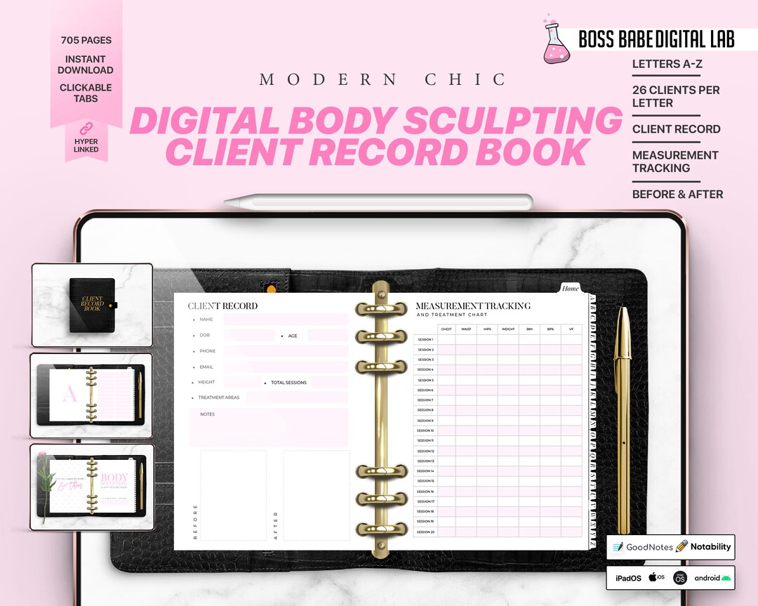 Digital Body Contouring Client Record Book, Easy Client Records Book ...