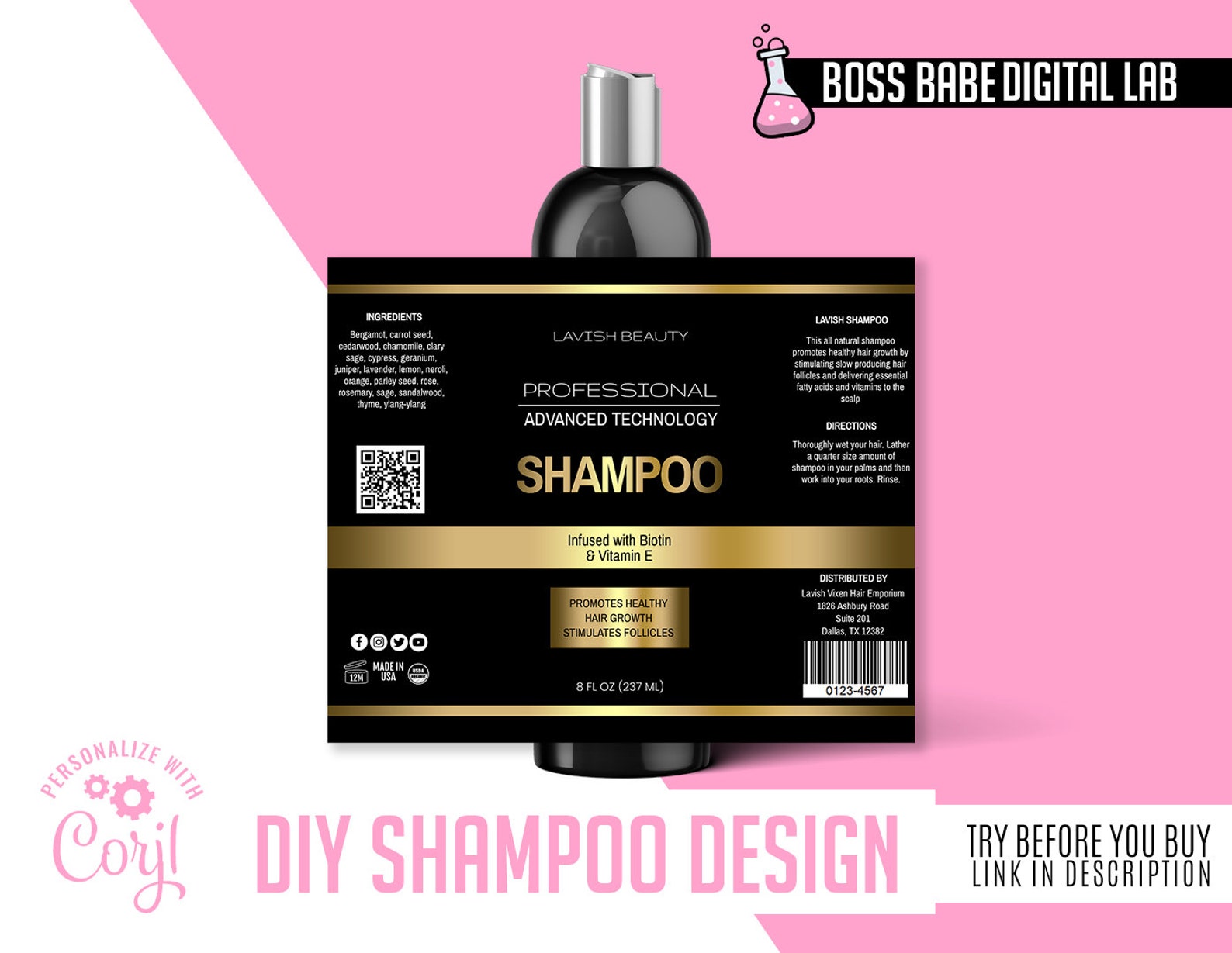 Shampoo Label Design Do It Yourself Shampoo Label Design DIY | Etsy