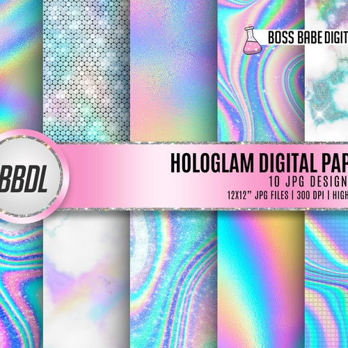 Hologlam Digital Paper Hologram Glitter Paper Marble - Etsy