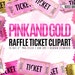 Golden and Pink Raffle Tickets Clipart, Cinema Clipart, Raffle Clipart ...