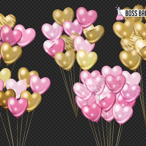 Pink and Gold Heart Balloon Clipart: "balloon Clipart" Birthday Clipart ...
