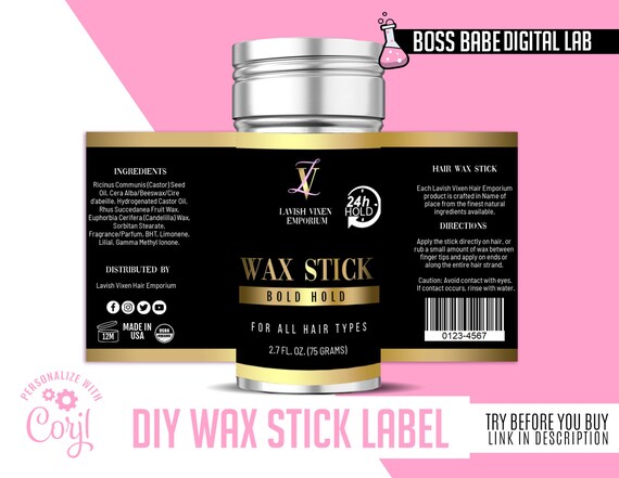 DIY Wax Stick Labels Do It Yourself Hair Wax Stick Sticker | Etsy