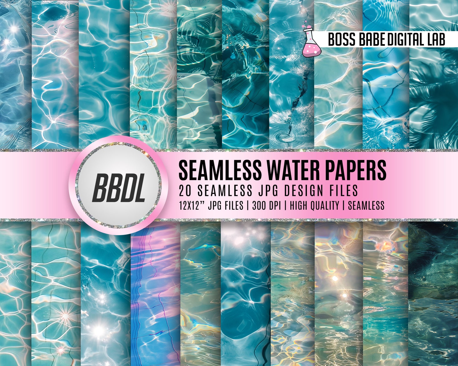 Seamless Water Digital Papers, Pool Water Textures, Digital Download ...
