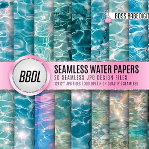 Seamless Water Digital Papers, Pool Water Textures, Digital Download ...