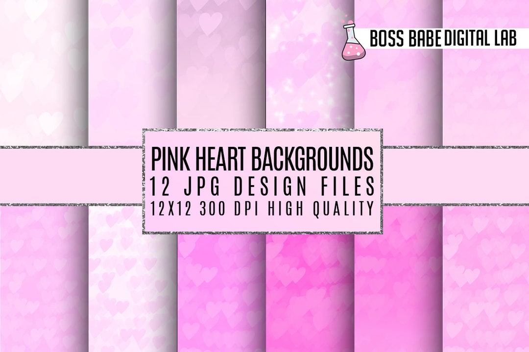 Pink Hearts Digital Paper, Pink Hearts Paper, Hearts Paper, Pink Hearts ...