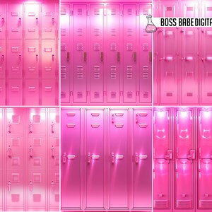 Back to School Pink Locker Digital Paper, Back to School Clipart, Back ...