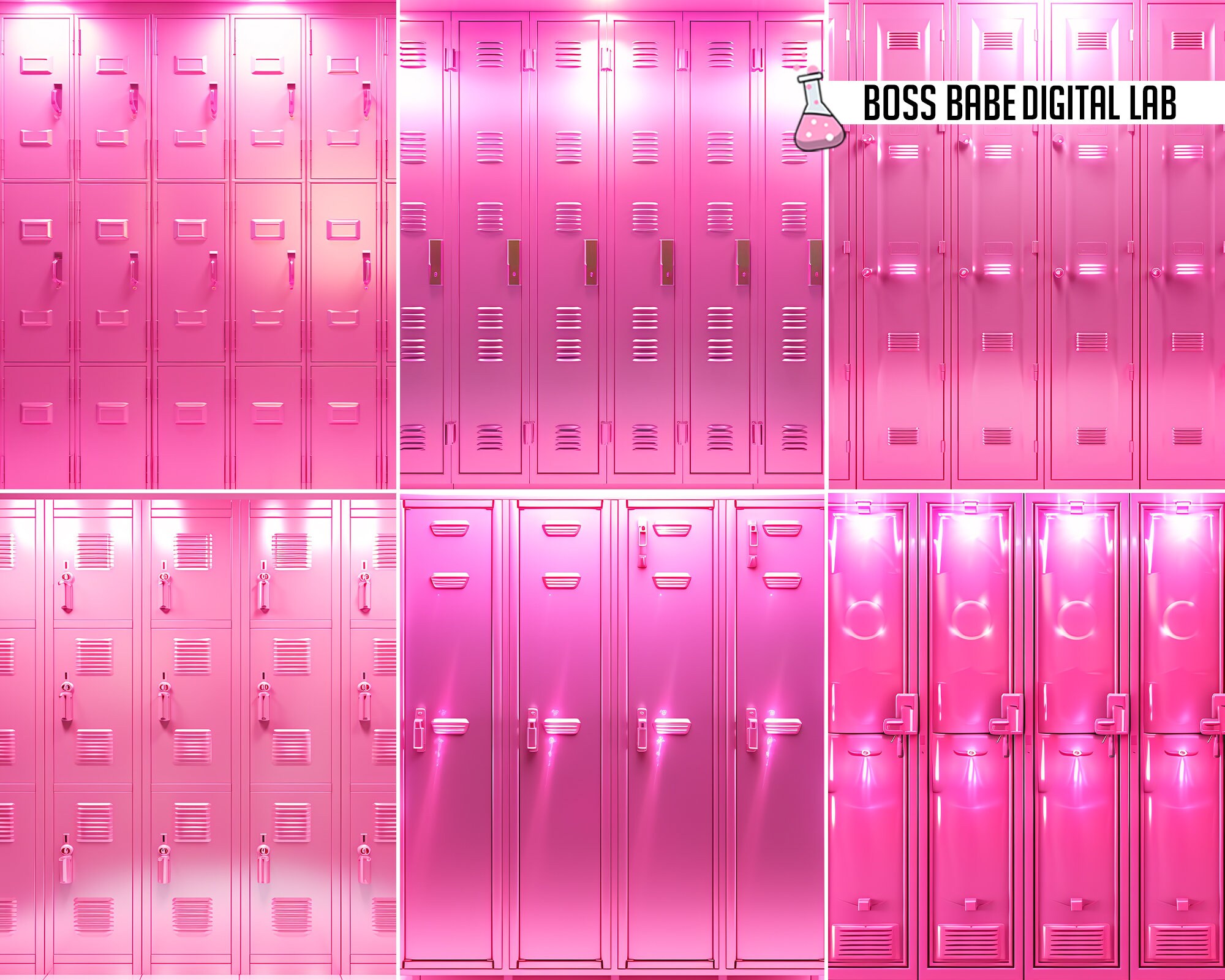 Back to School Pink Locker Digital Paper, Back to School Clipart, Back ...