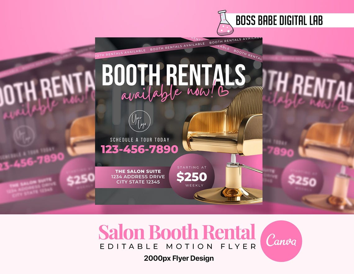 Salon Suite Flyer Canva, Now Leasing Salon Suites, Animated Template ...