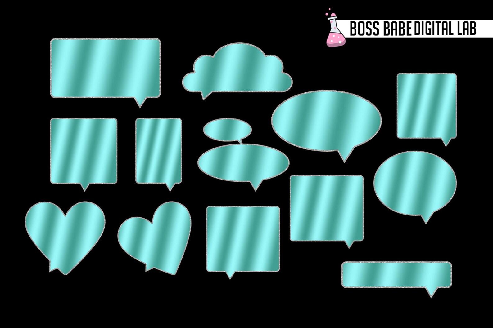 Glam Speech Bubbles Clipart Gold Speech Bubble Design - Etsy