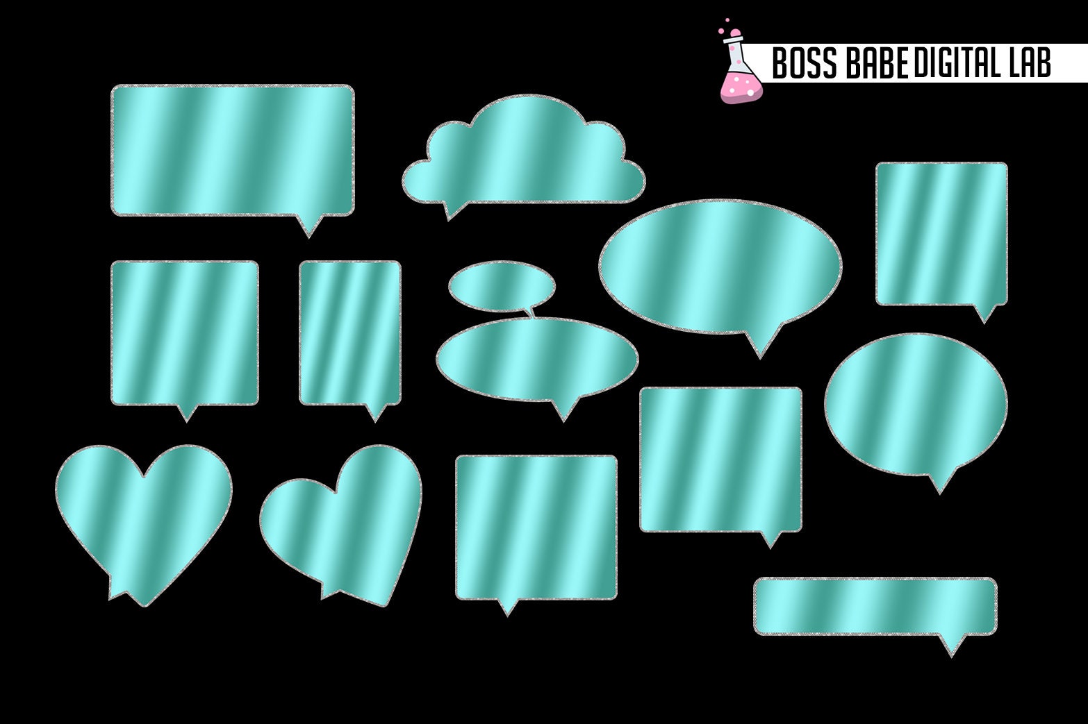 Glam Speech Bubbles Clipart Gold Speech Bubble Design - Etsy