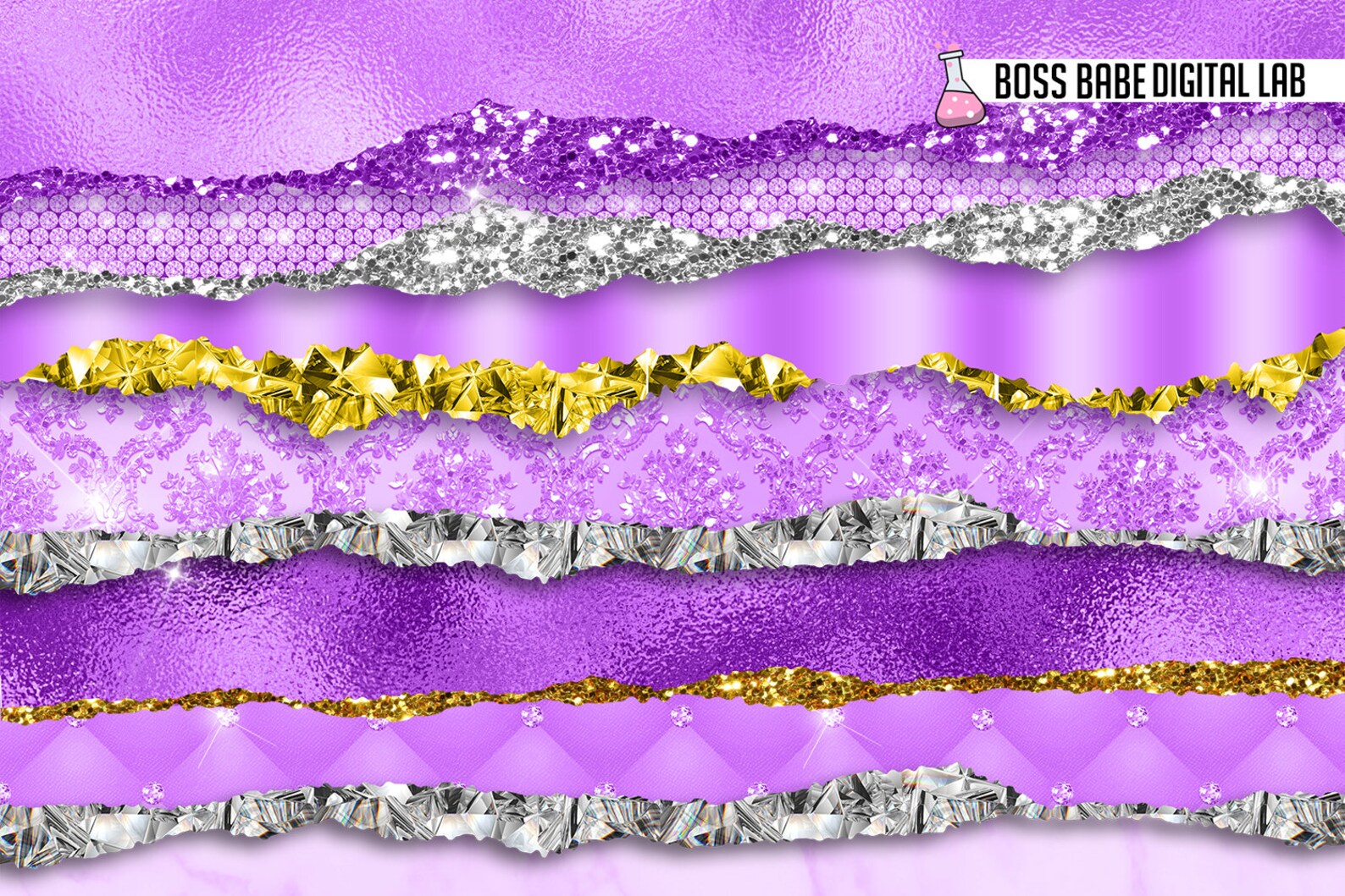 Glam Purple Tears Clipart, Glitter Purple Tear Borders Clipart, Glitter ...