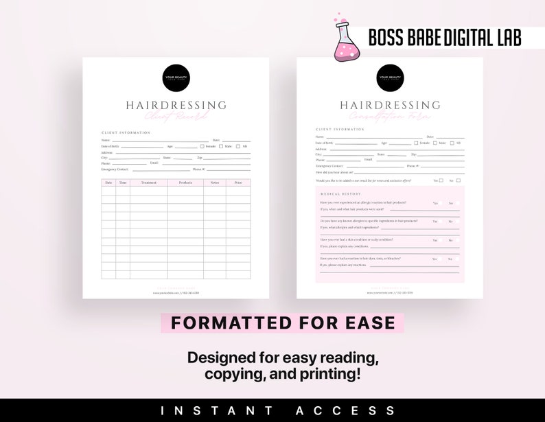 Hair Stylist Forms, Editable Hair Consent Templates, Hair Stylist ...
