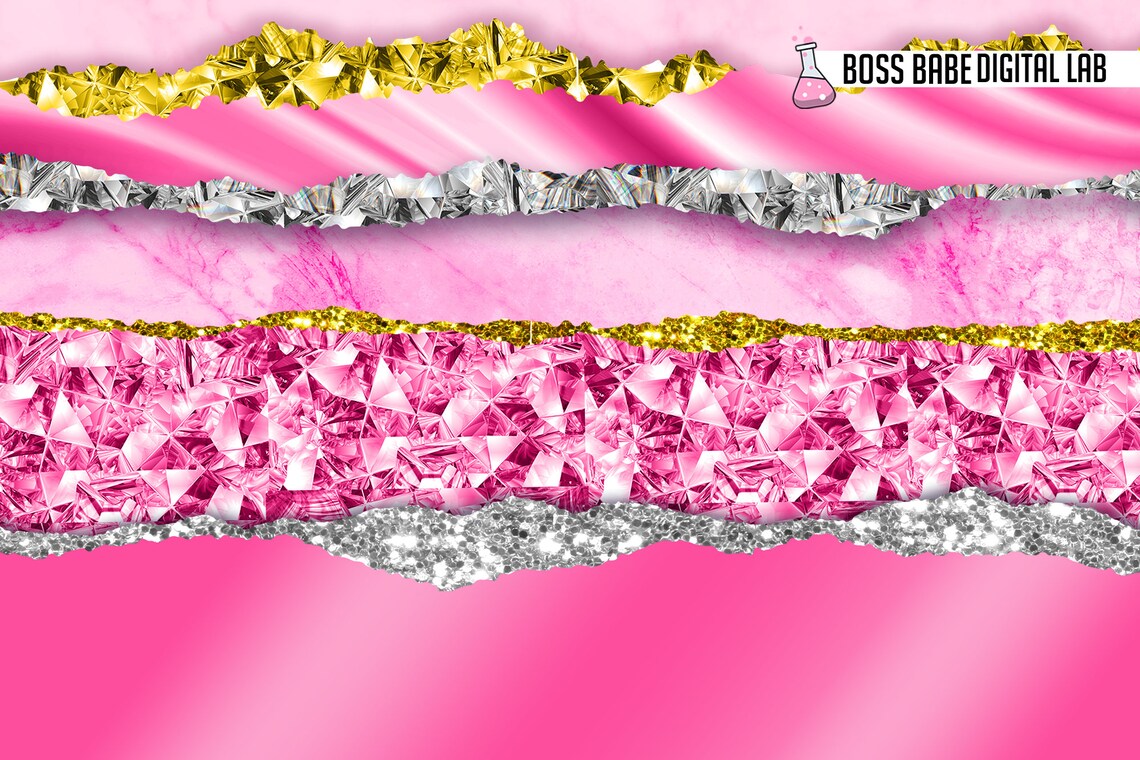 Glam Pink Tears Clipart, Glitter Pink Tear Borders Clipart, Glitter ...