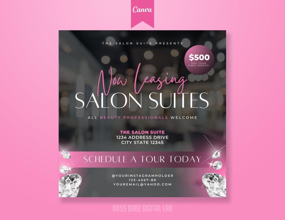 Salon Suite Flyer Canva, Now Leasing Salon Suites, Animated Template ...