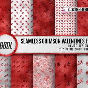 Valentine Crimson and White Seamless Digital Papers, Scrapbook Paper ...