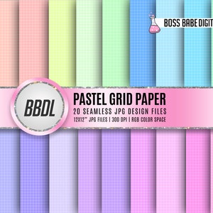 Pastel Grid Digital Paper, Check Lined Seamless Patterns, Light Retro ...