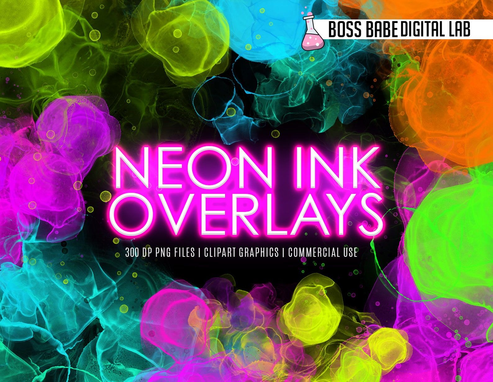 Neon Ink Overlays Alcohol Ink Textures Clip Art Transparent - Etsy Canada
