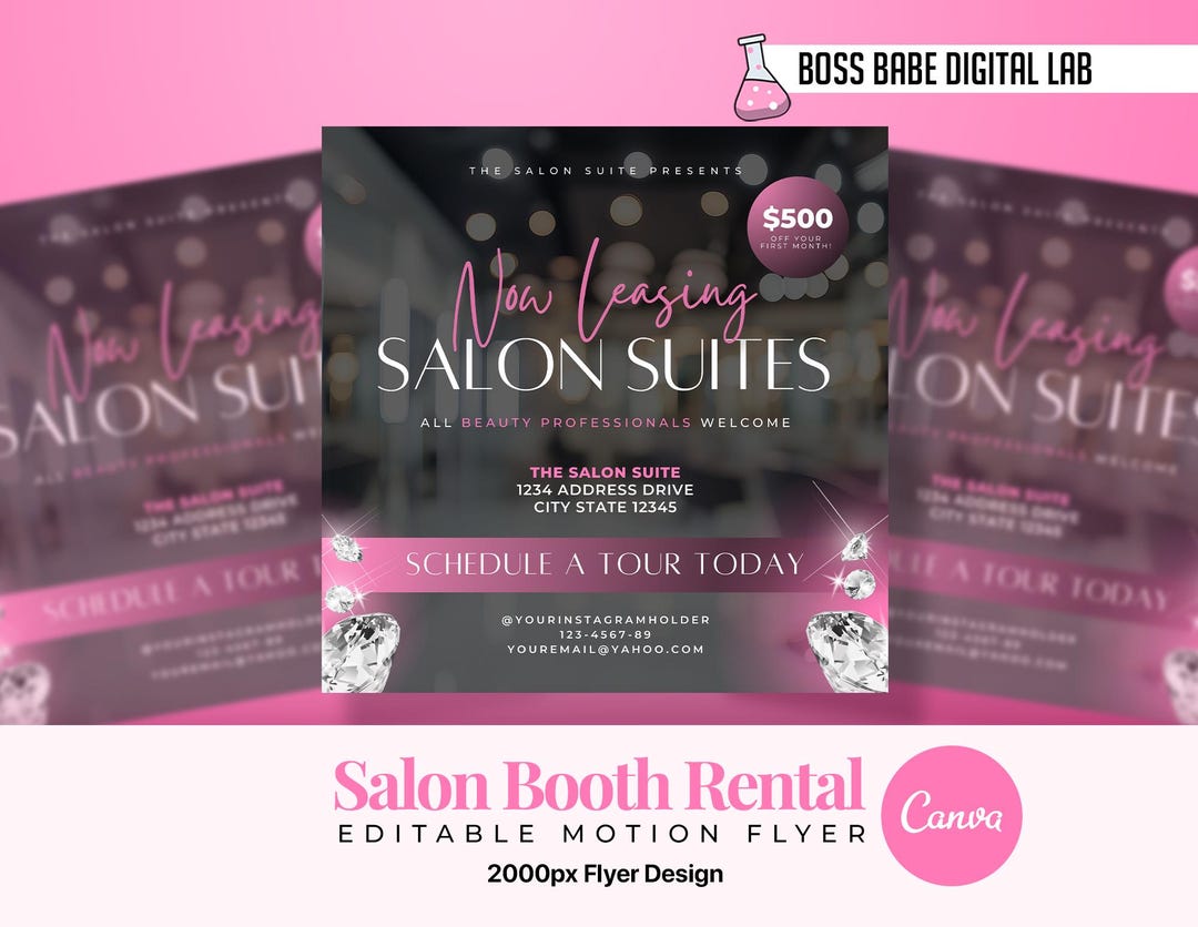 Salon Suite Flyer Canva, Now Leasing Salon Suites, Animated Template ...