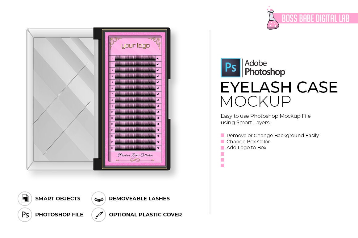 Eyelash Tray Mockup, Canva Eyelash Template, PSD Smart Layers Mockup ...