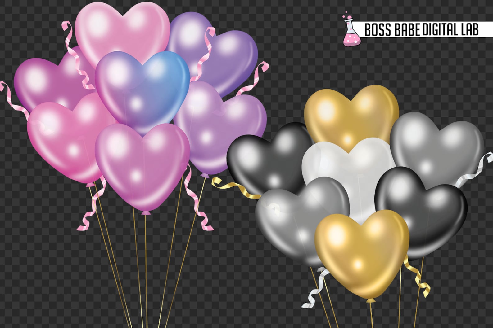 Multi Color Heart Balloon Clipart: balloon Clipart - Etsy